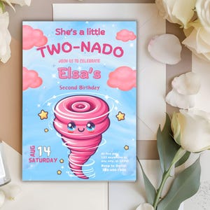 Editable Two Nado Birthday Party Invitation Template, Strom Birthday ...