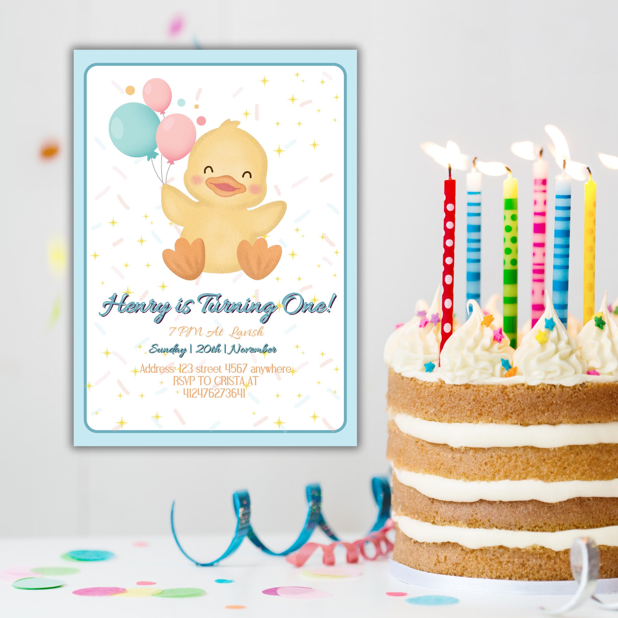 Duck Birthday Party Invitation, Boy First Birthday Invite, Kids ...