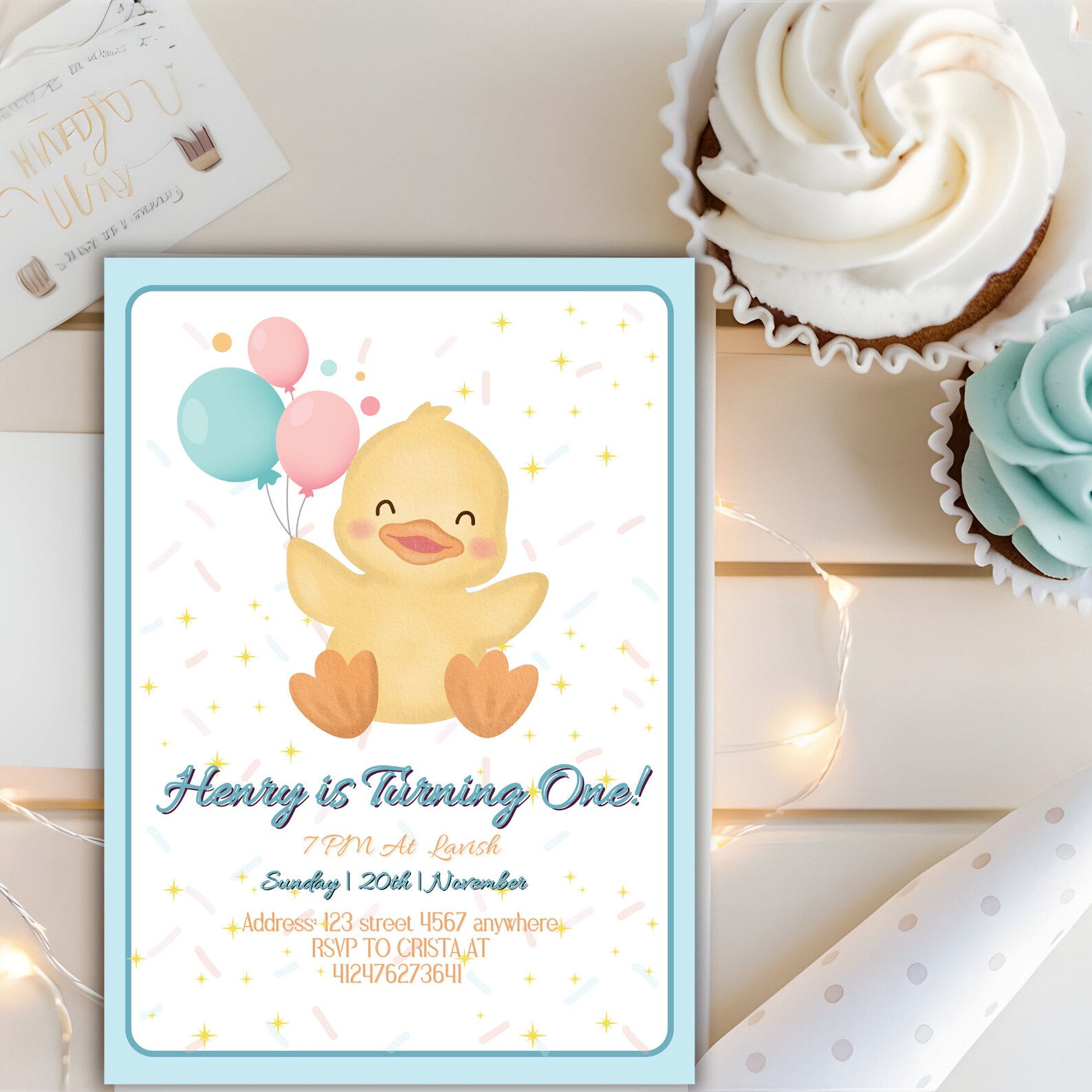 Duck Birthday Party Invitation, Boy First Birthday Invite, Kids ...
