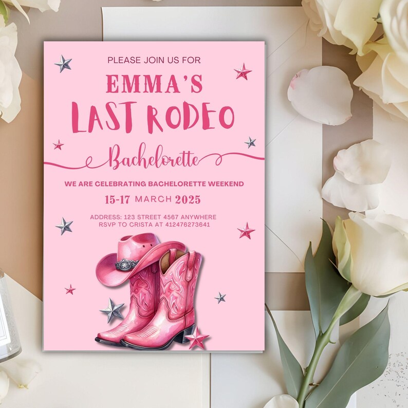 Editable Last Rodeo Bachelorette Invite Template, Cowgirl Bachelorette ...