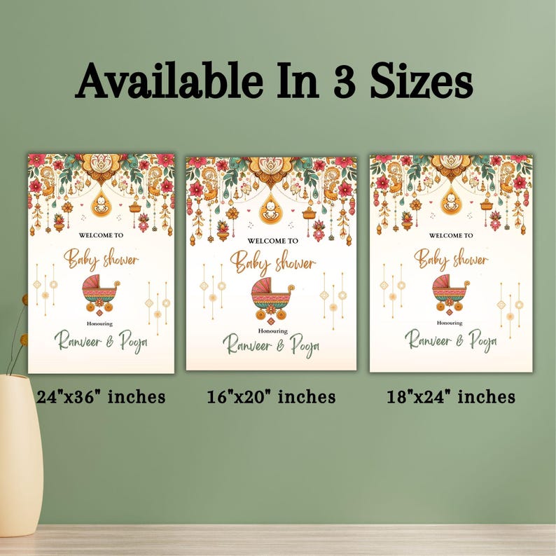 Editable Indian Baby Shower Welcome Sign, Godh Bharai Poster Template ...
