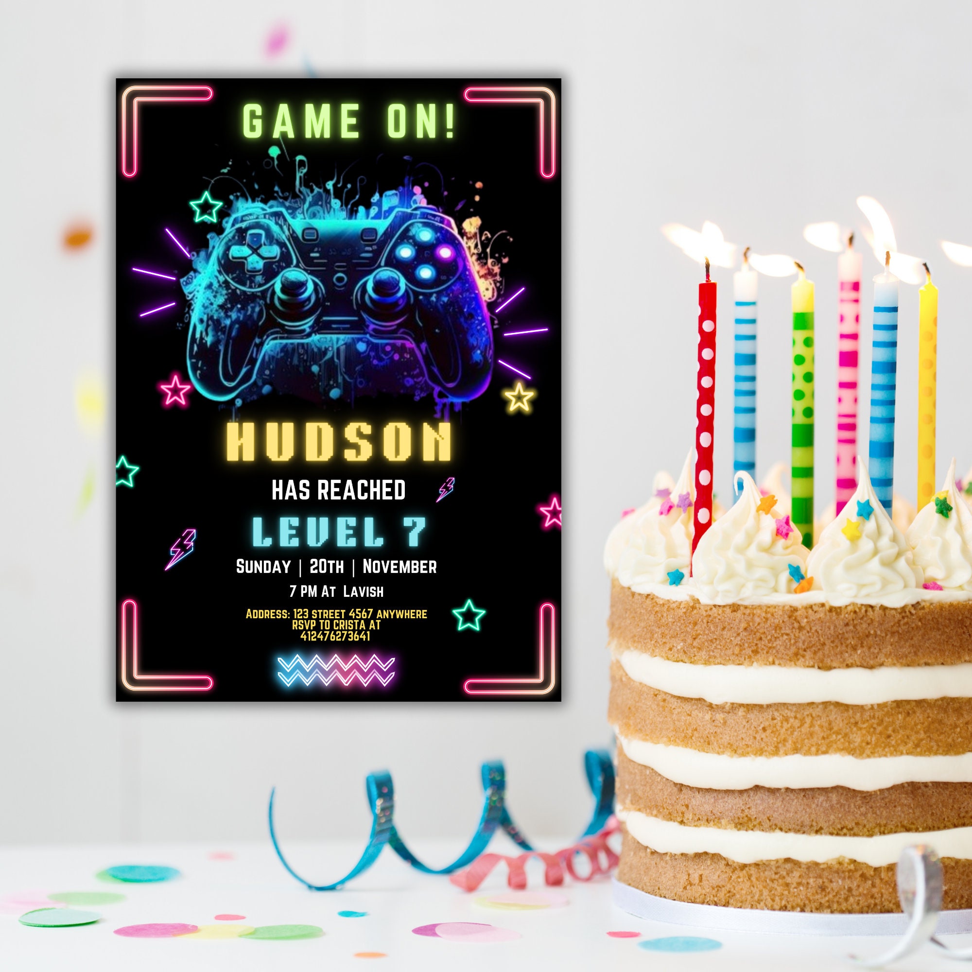 Gamer Editable Video Game Birthday Invitation, Level up Birthday Invite ...