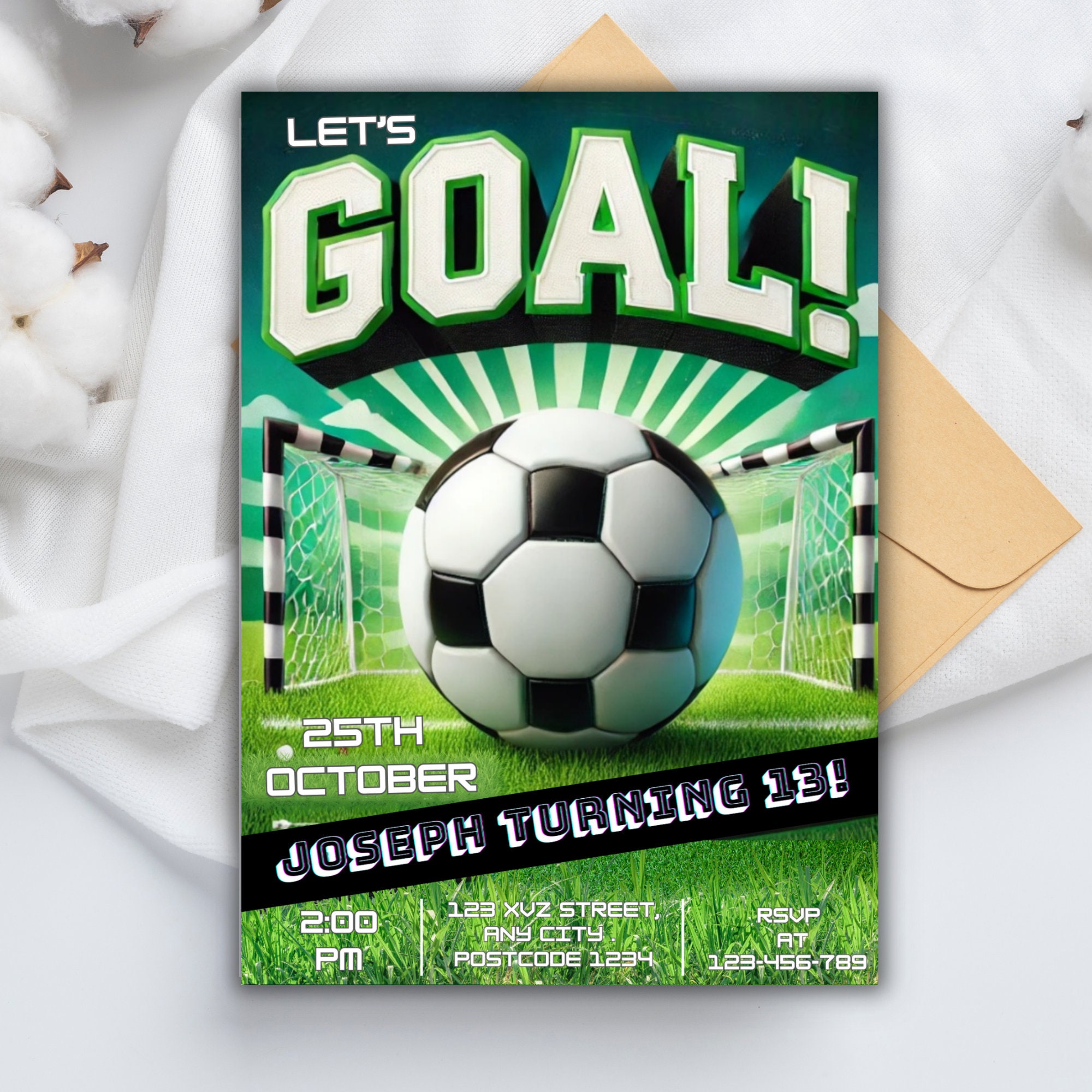 Editable Soccer Birthday Invitation, Football Birthday Invite, Sports ...