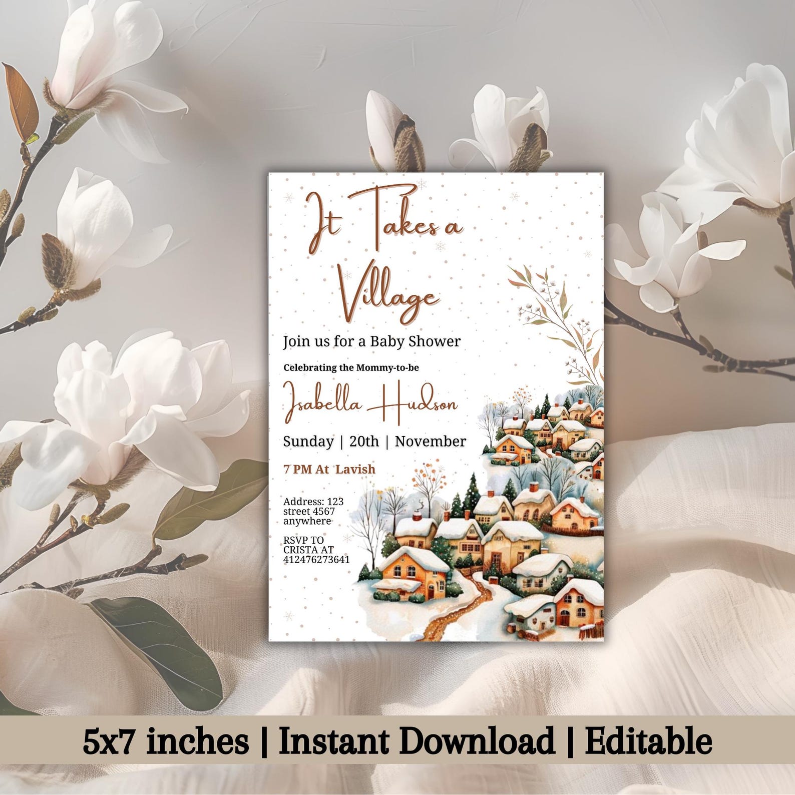 It Takes a Village Baby Shower Invitation, Winter Baby Shower ...
