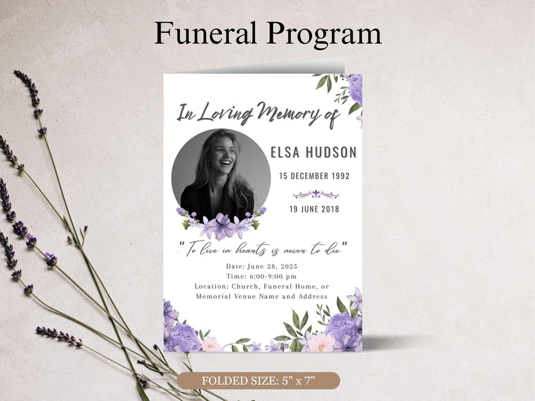 Editable Funeral Program Template, Memorial Service Program, Obituary ...
