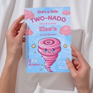 Editable Two Nado Birthday Party Invitation Template, Strom Birthday ...