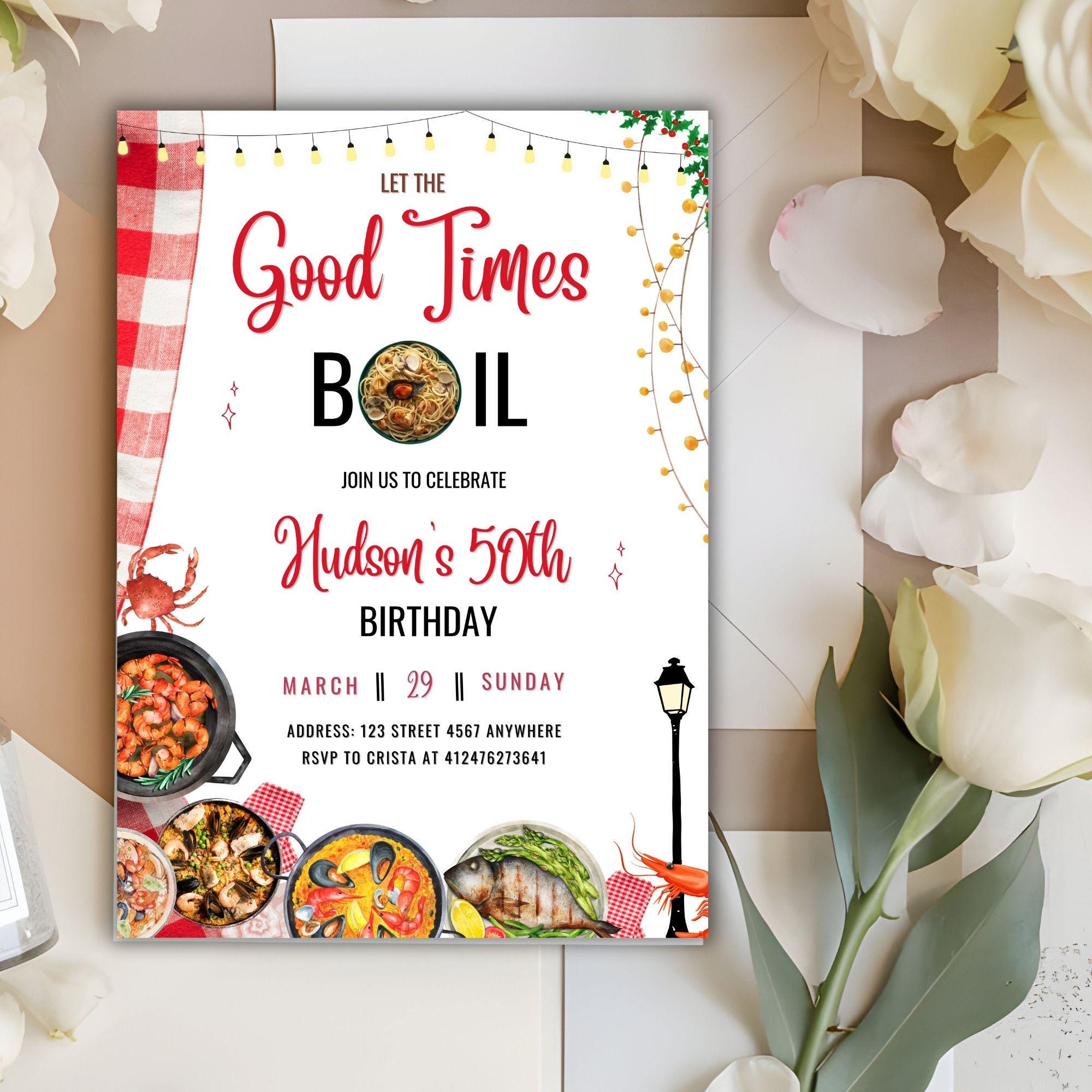 Seafood Boil Birthday Party Invitation, Editable Template for Any ...