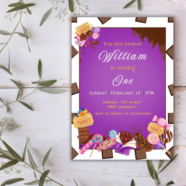 Editable Chocolate Factory Birthday Invitation, Chocolate Factory ...