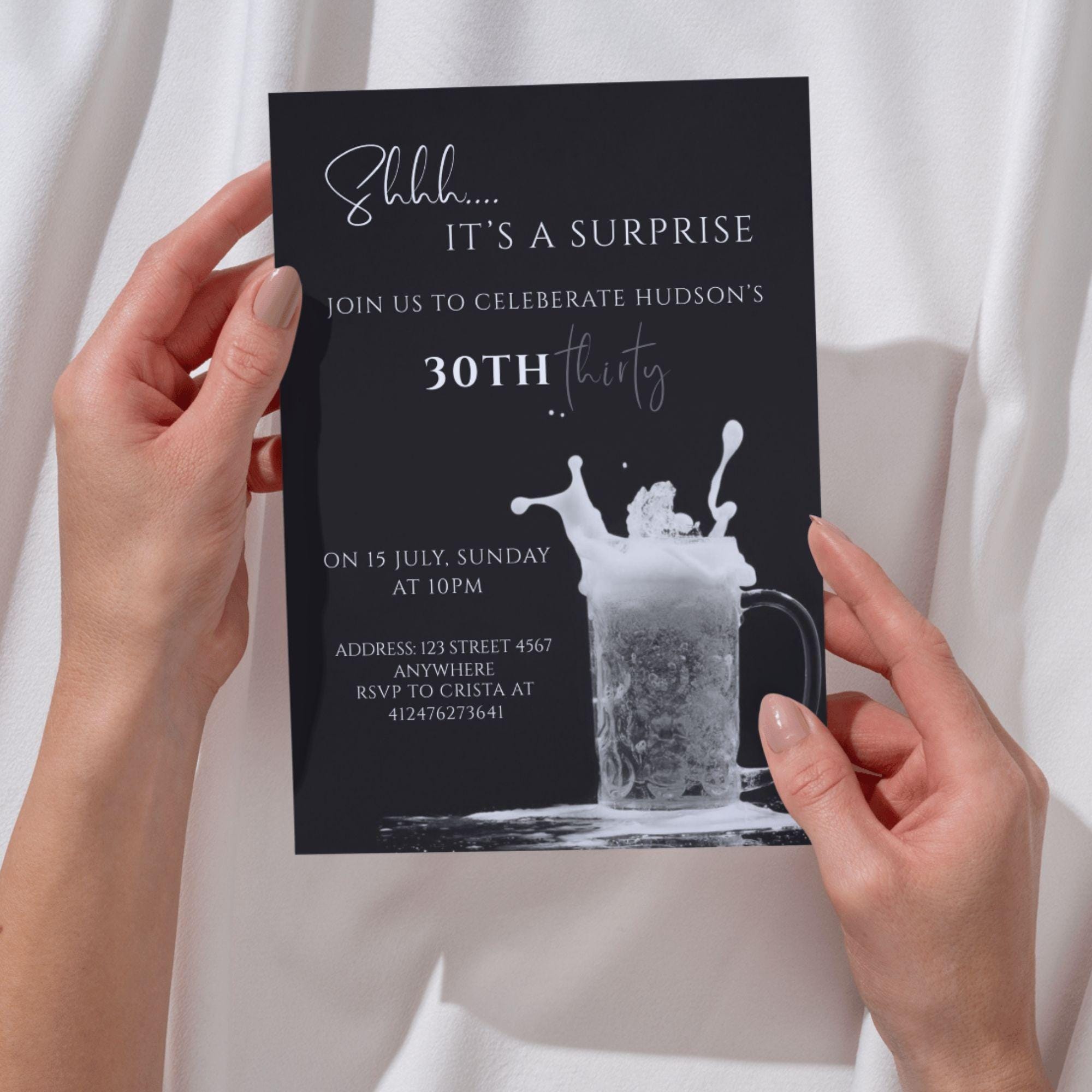 Editable Beer Surprise Birthday Invitation | Adult Party Invite | 30th ...