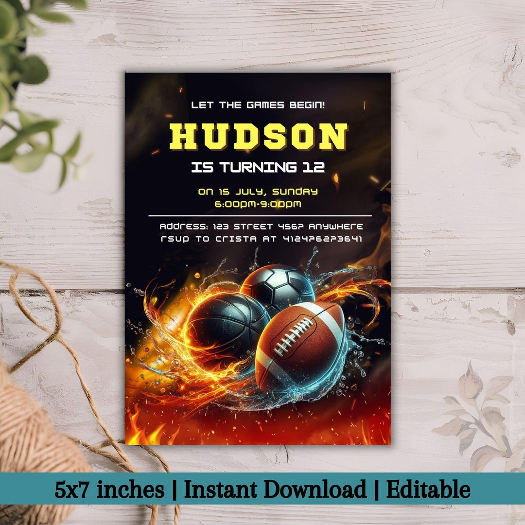 Editable Sports Invitation Flyer Template, Neon Glow Sports Flyer ...