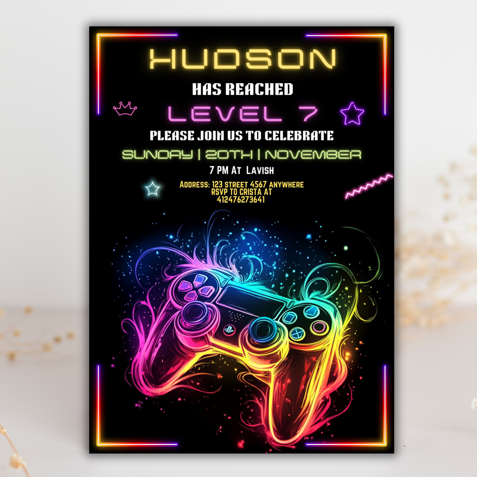 Gamer Editable Video Game Birthday Invitation, Level up Birthday Invite ...