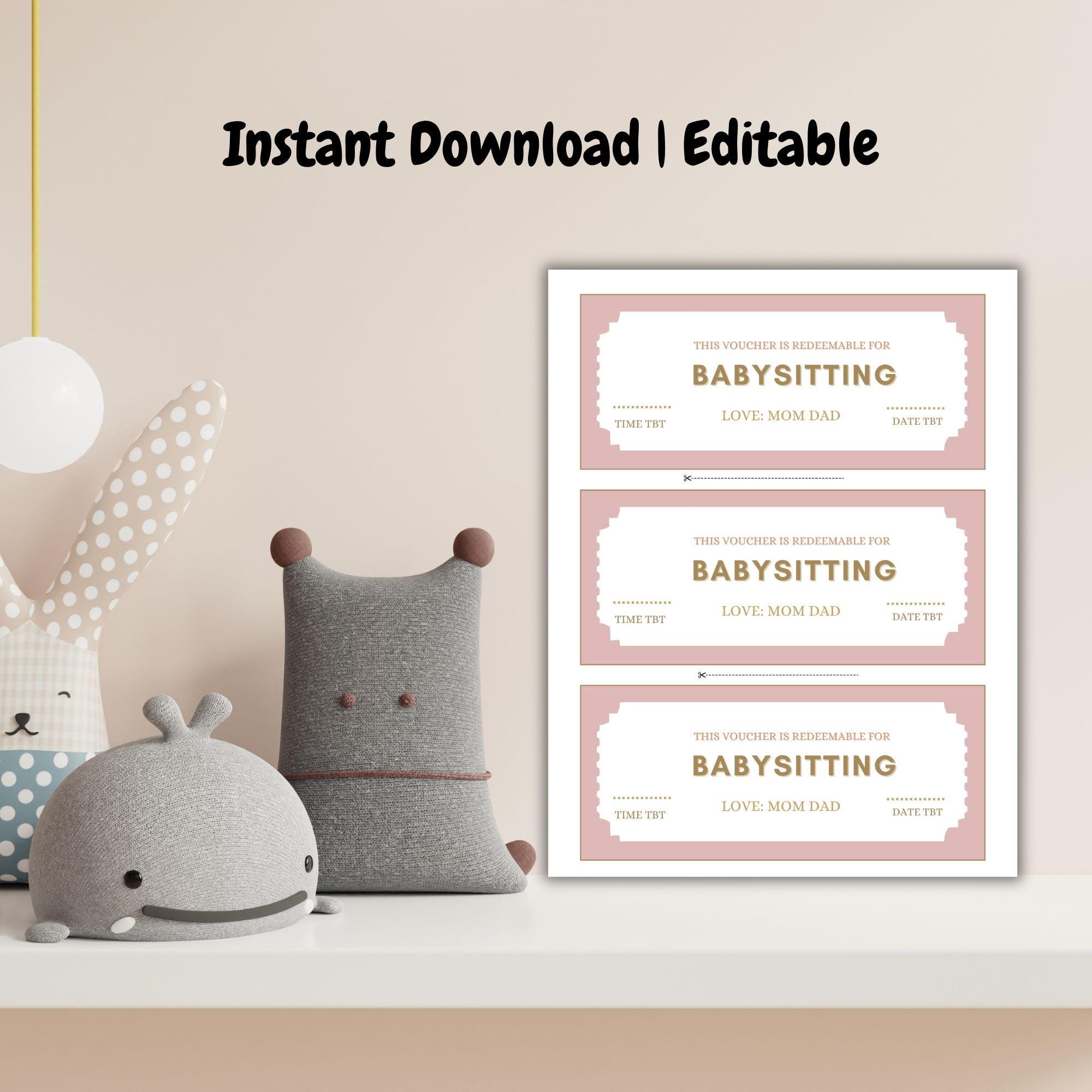 Editable Babysitting Coupon Template, Babysitting Voucher, Babysitting Date Night Coupon ...