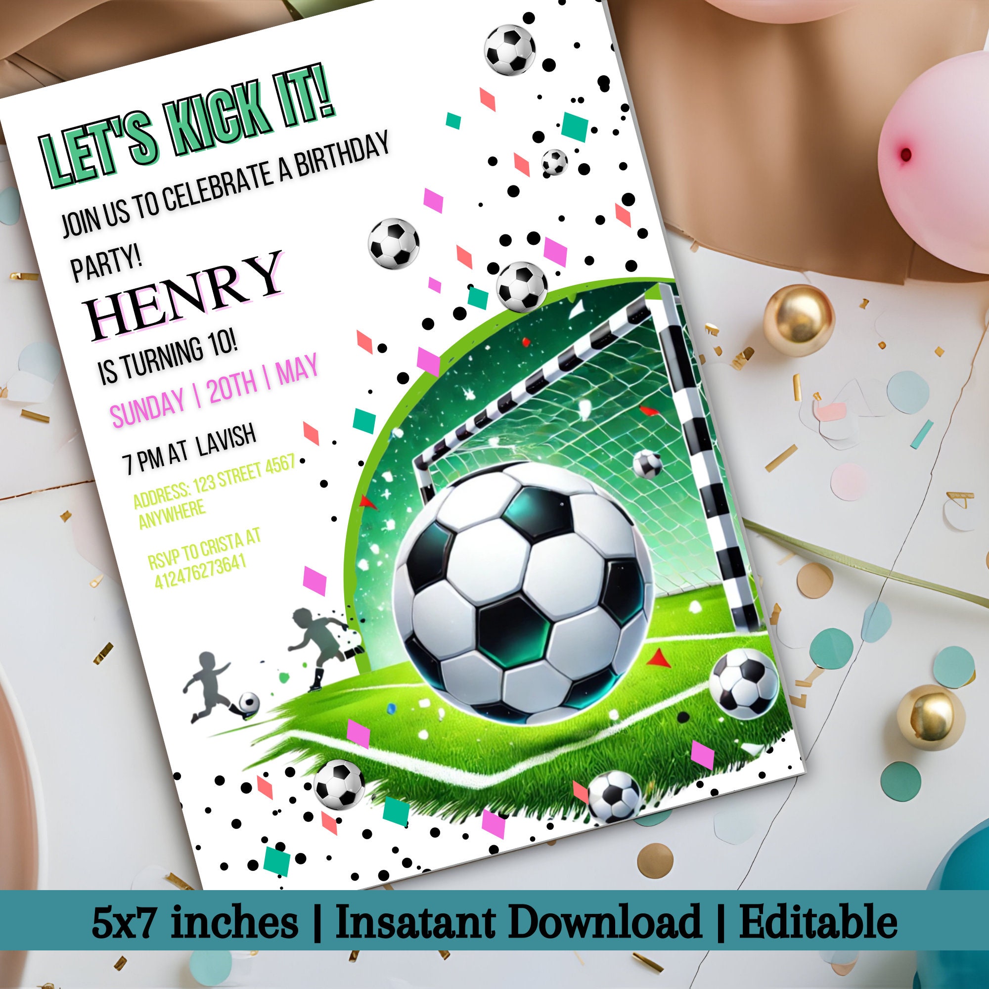 Editable Soccer Birthday Invitation, Football Birthday Invite, Sports ...