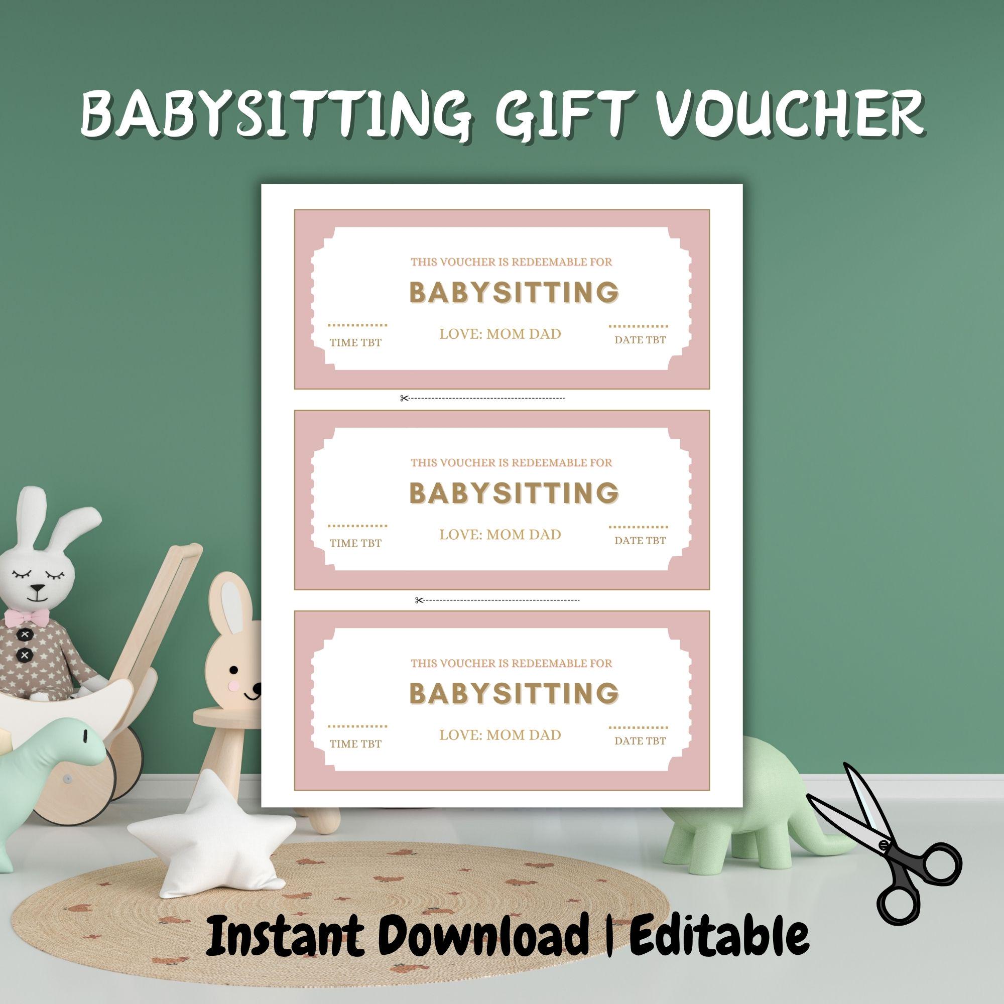Editable Babysitting Coupon Template, Babysitting Voucher, Babysitting Date Night Coupon ...