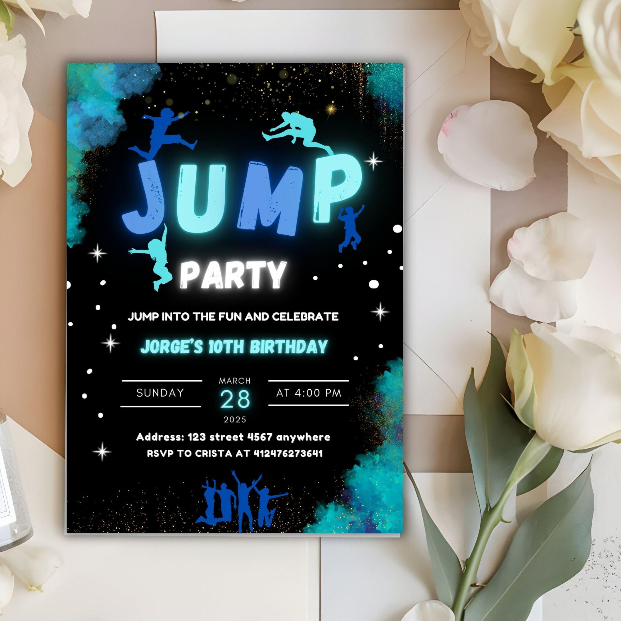 Editable Jump Birthday Invitation Template, Jump and Play Birthday ...
