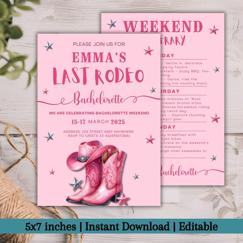 Editable Last Rodeo Bachelorette Invite Template, Cowgirl Bachelorette ...