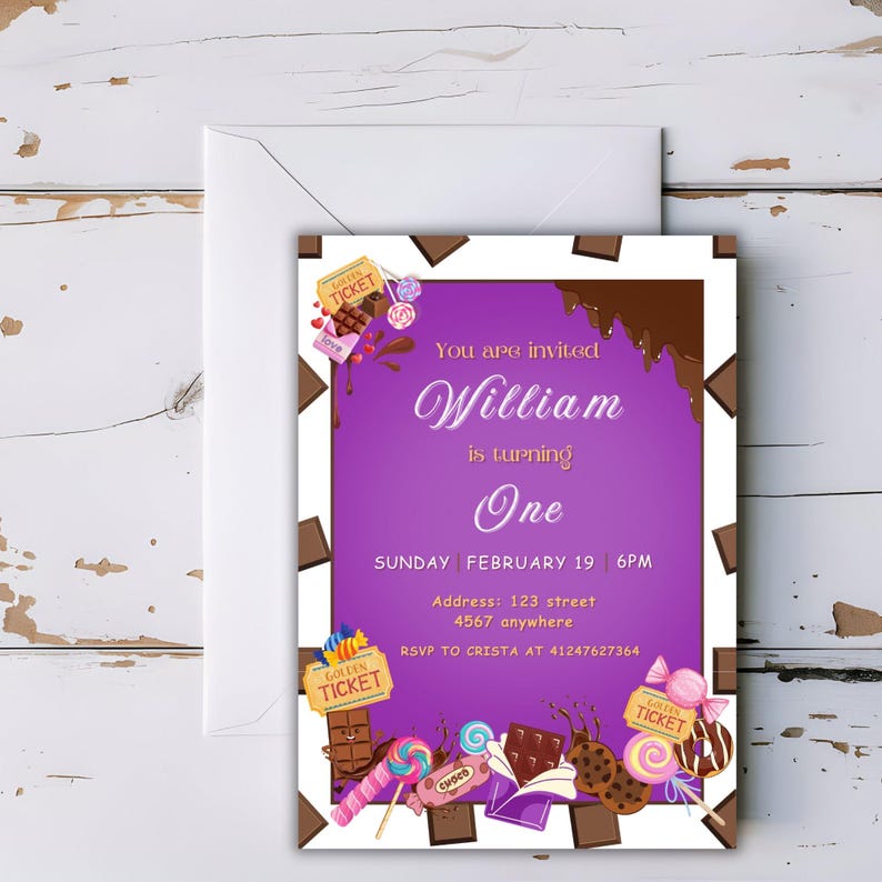 Editable Chocolate Factory Birthday Invitation, Chocolate Factory ...