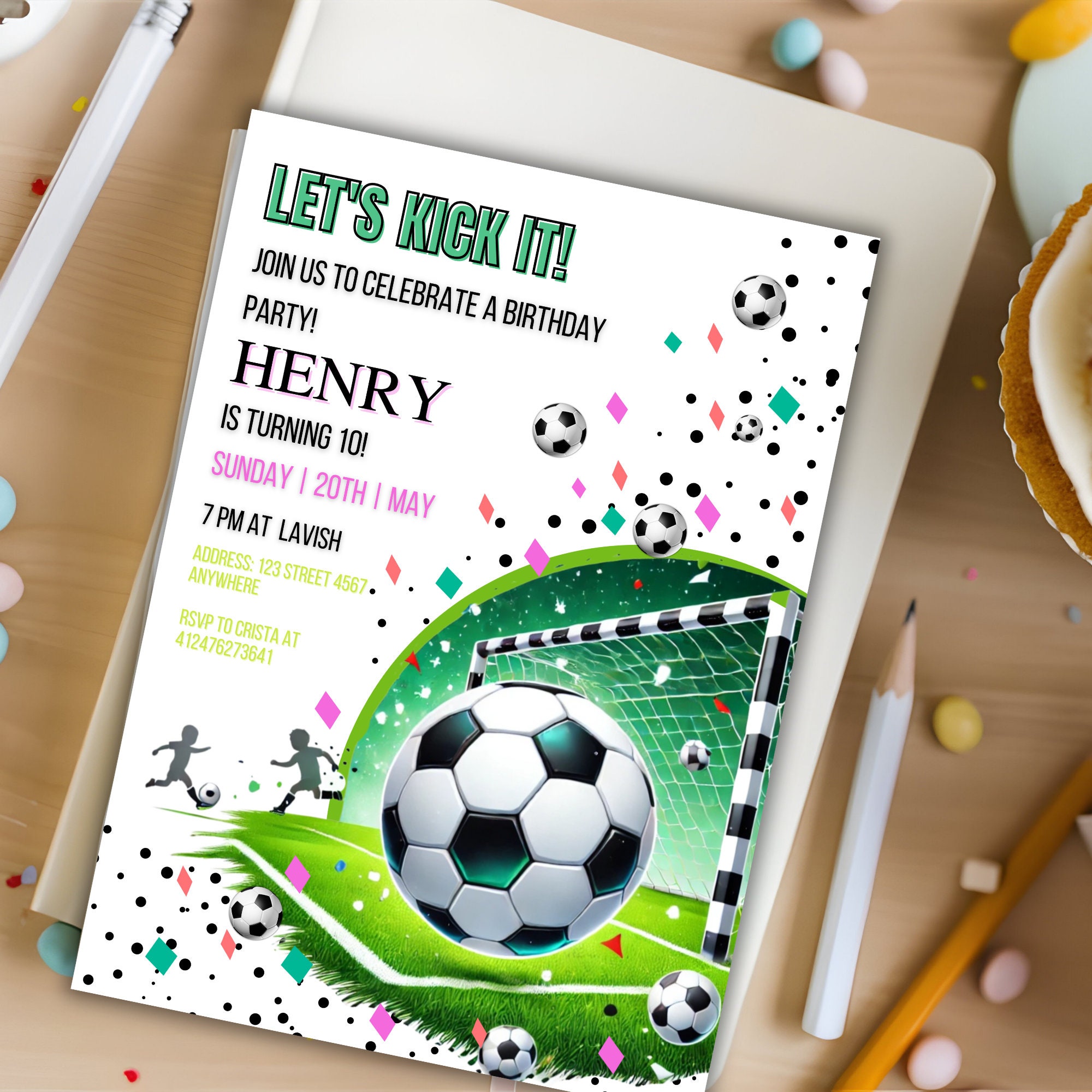 Editable Soccer Birthday Invitation, Football Birthday Invite, Sports ...