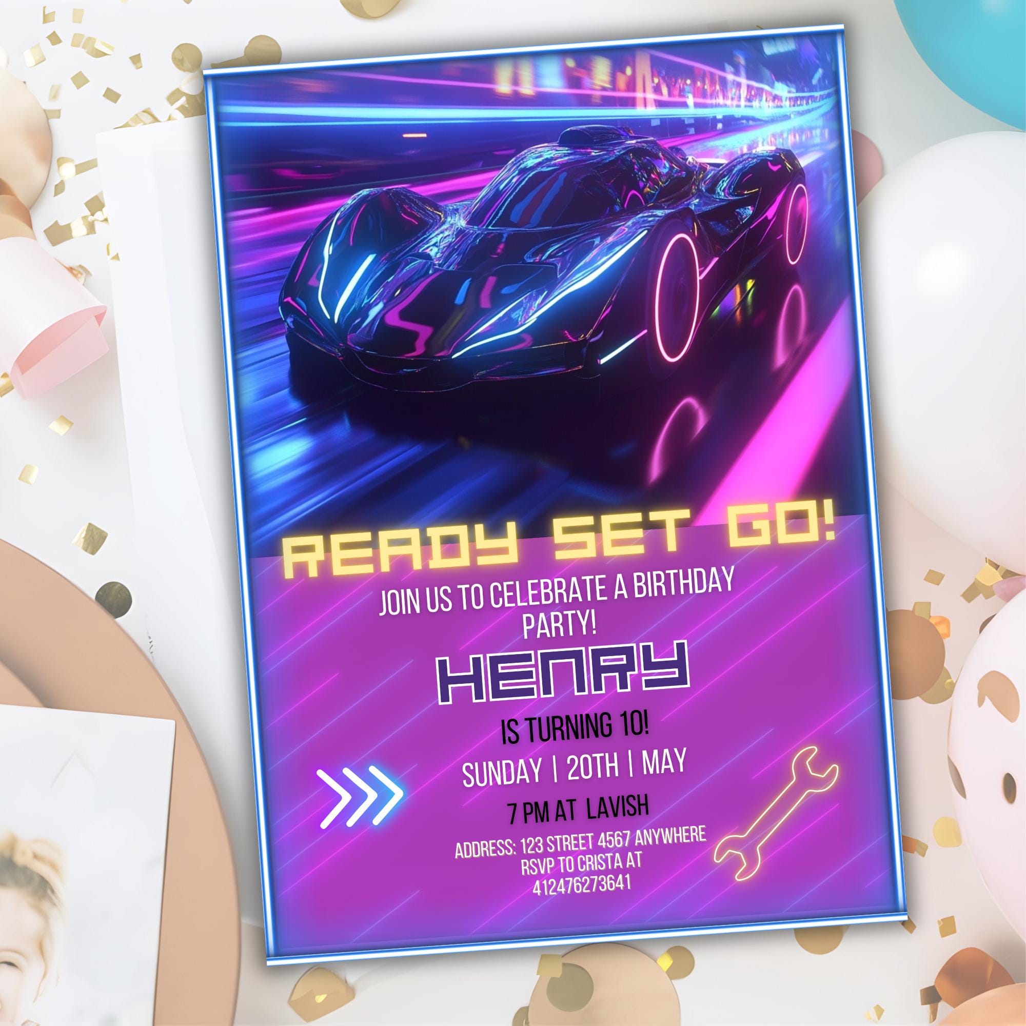 Editable Race Car Birthday Invitation, Sport Car Birthday Invitation ...