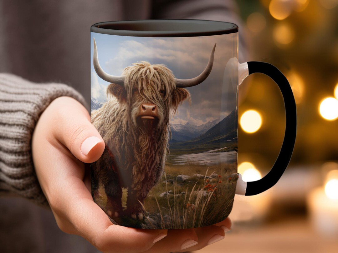 Highland Cow Mug, Scottish Highlander Animal Mug, Highland Cow Art ...