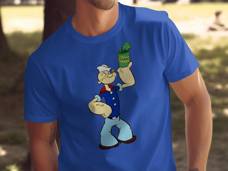 Popeye T-shirt, Cartoon Character Tee, Spinach Lover Gift, Classic ...