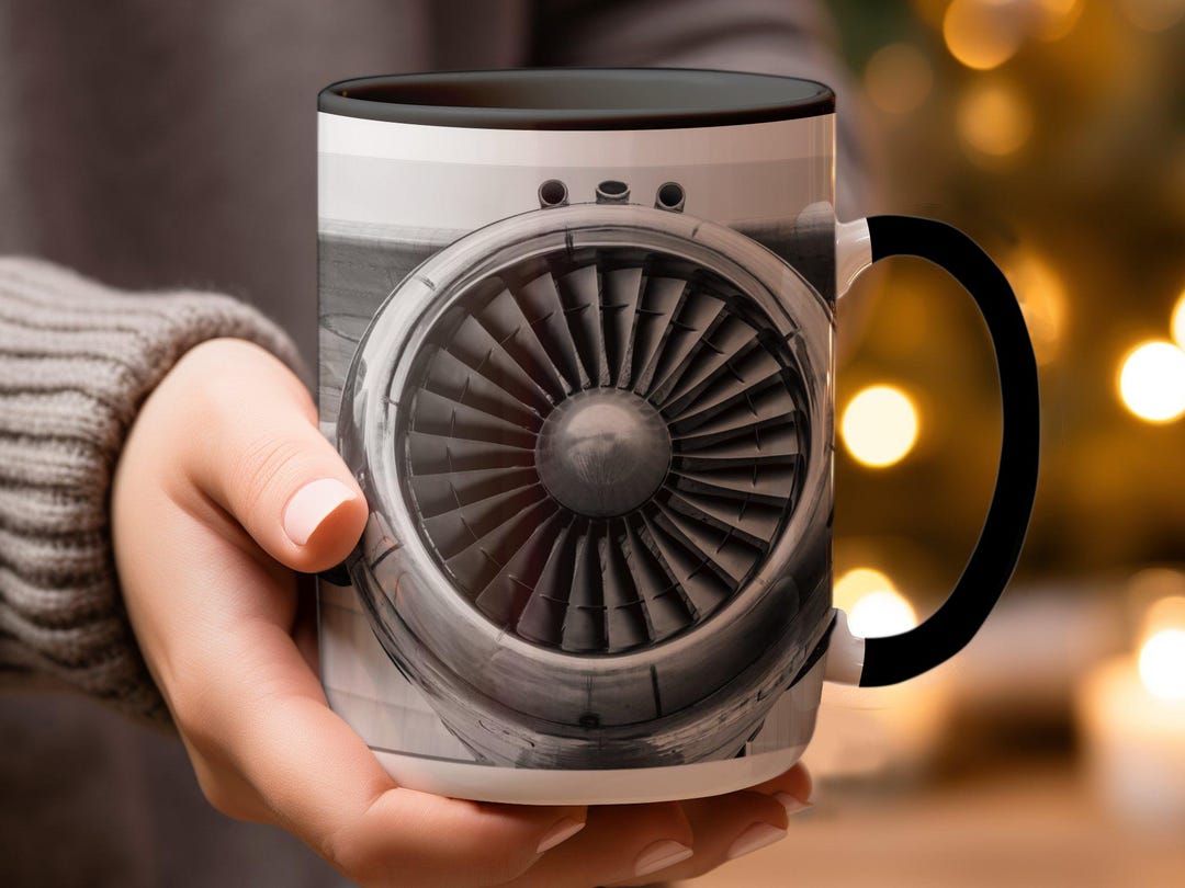 Airplane Engine Mug, Pilot Gift, Jet Turbine Coffee Mug, Aviation ...