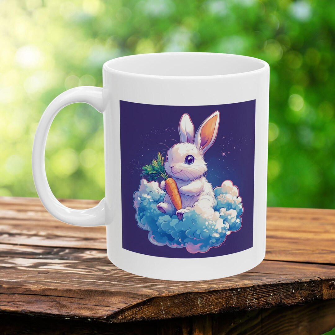 Bunny Rabbit Ceramic Mug, Cute Colorful Drinkware for Bunny Lovers ...
