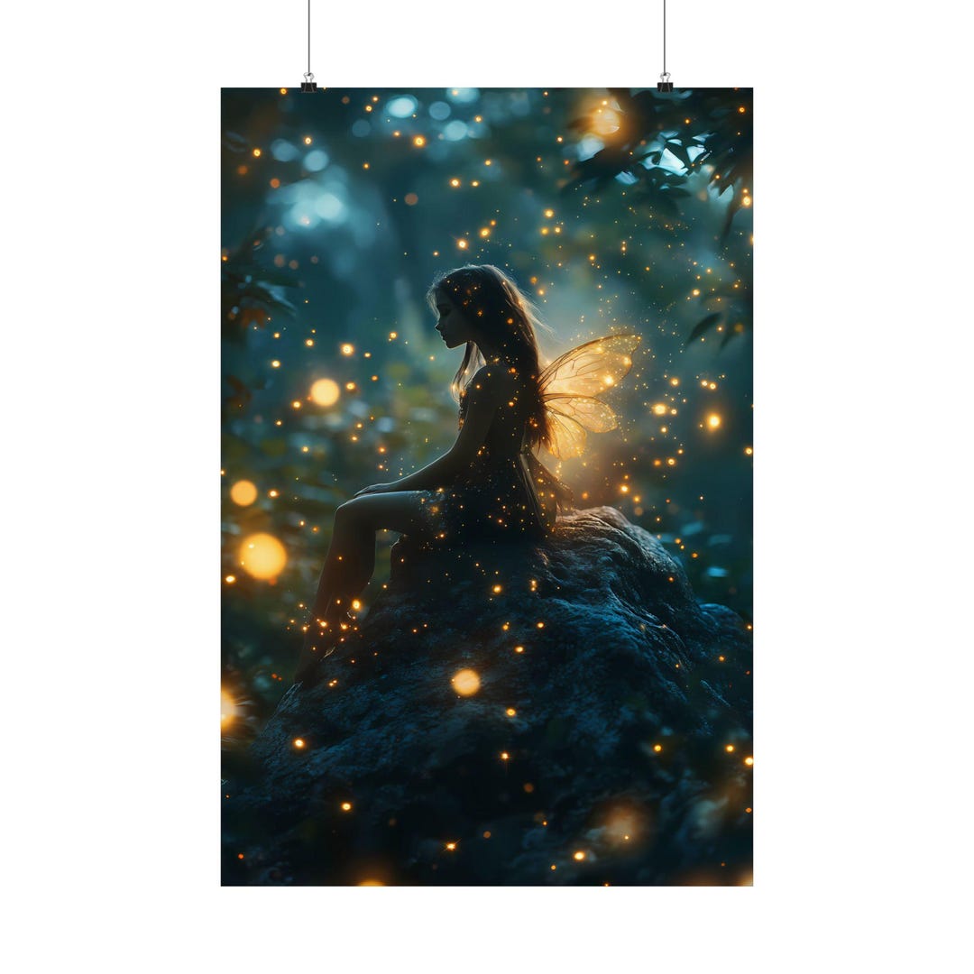 Vertical Fairy Posters, Mystical Enchanted Firefly Lights Wall Art ...