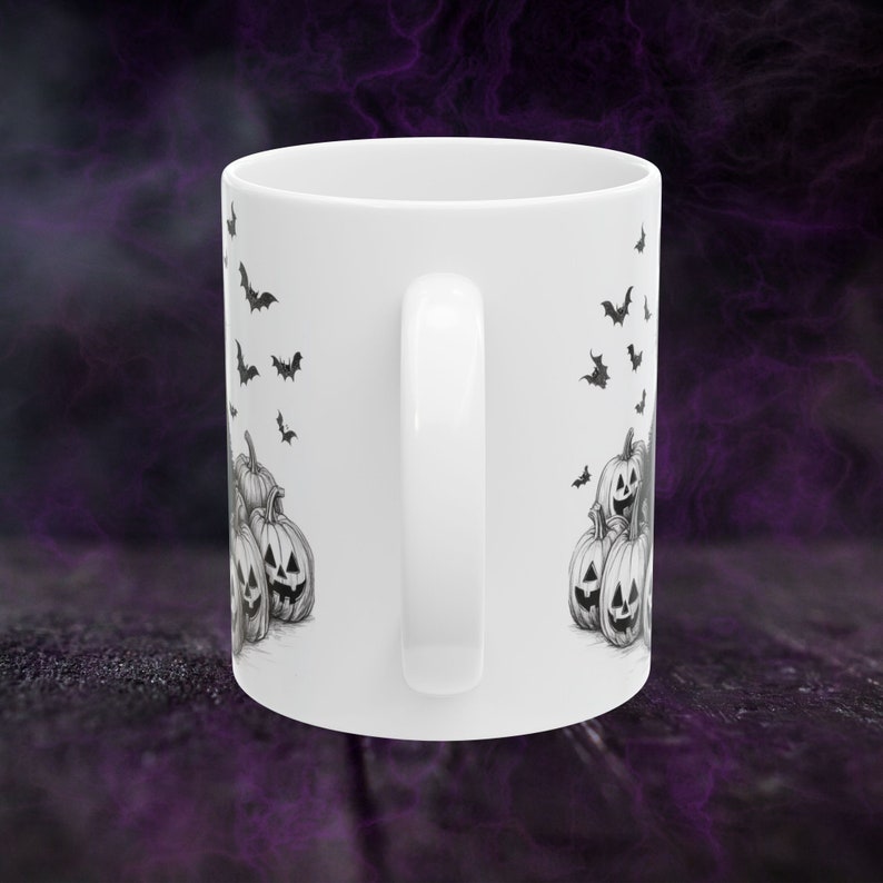 Halloween Black Cat and Bats Pumpkin Mug, Halloween Gift, Spooky Coffee ...