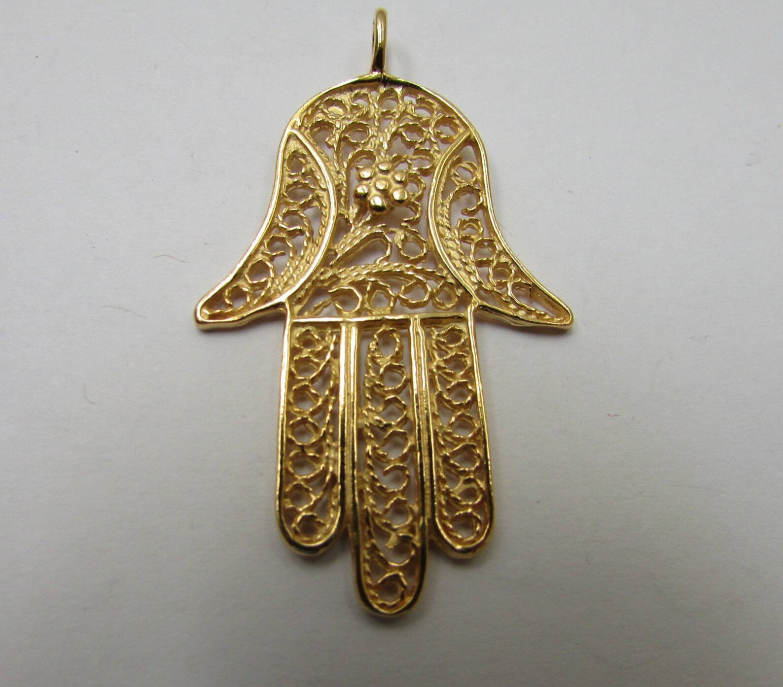 14K Gold Hamsa Pendant Large Gold Hamsa Charm Great Detailed | Etsy