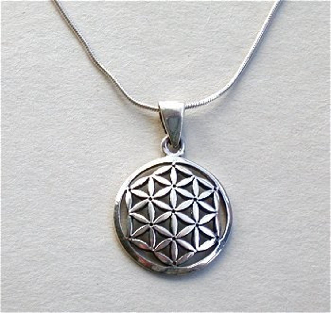Sterling Silver Flower of Life Necklace Sacred Geometry - Etsy