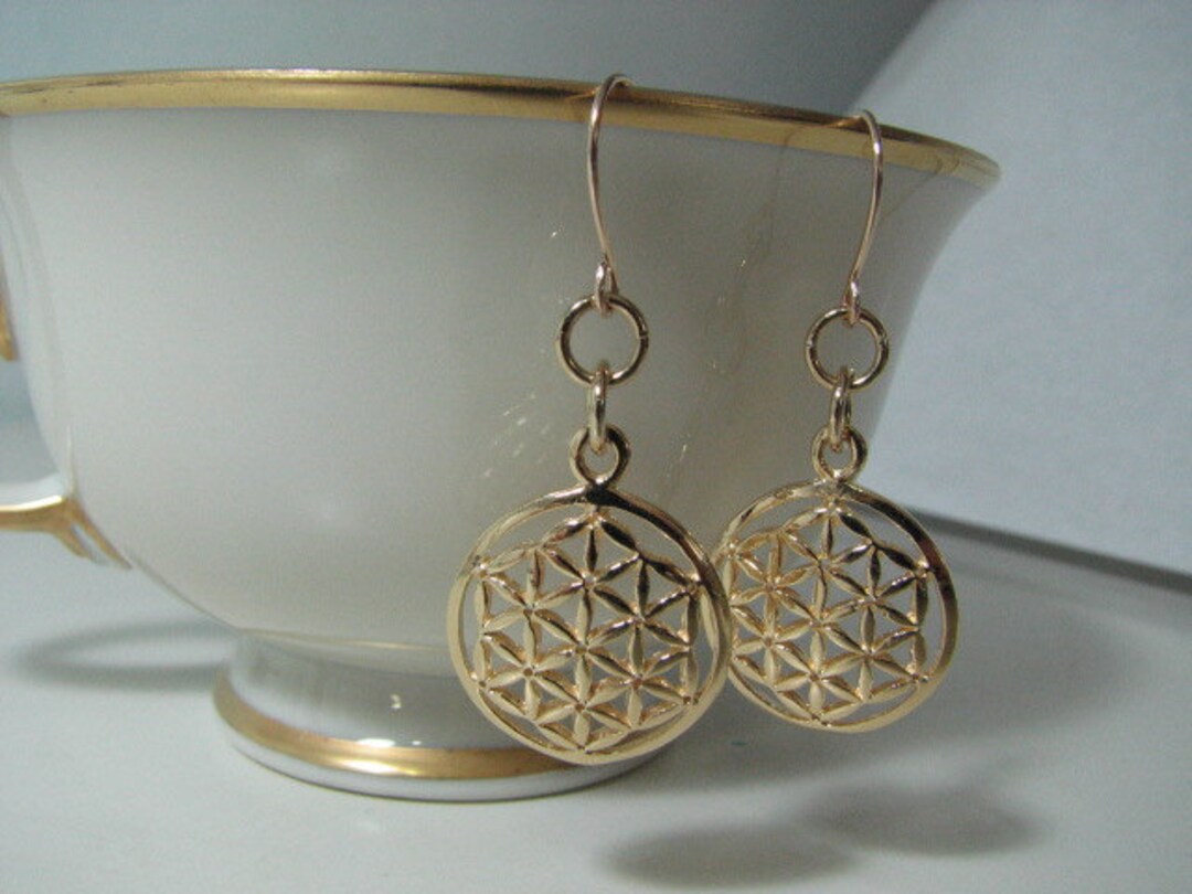 Original Gold Flower of Life Earrings Sacred Geometry - Etsy