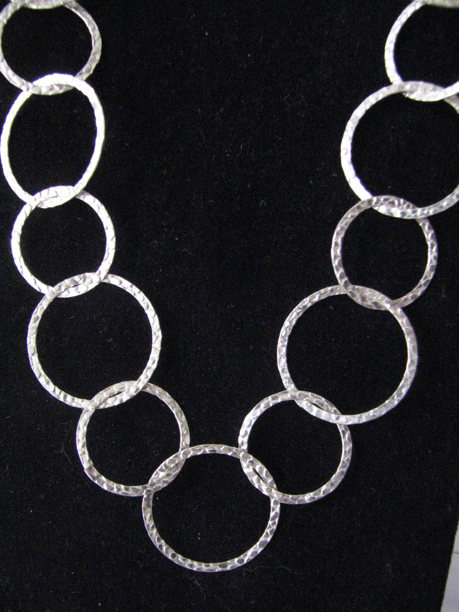 40 Inch Hammered Multi Circle Link Chain Necklace Sterling - Etsy