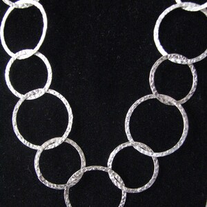 40 Inch Hammered Multi Circle Link Chain Necklace Sterling Silver, 25mm ...