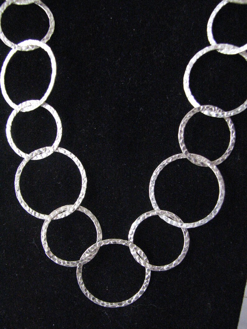 40 Inch Hammered Multi Circle Link Chain Necklace Sterling - Etsy