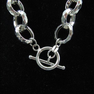 15mm Rolo Necklace Sterling Silver 18 Inch Hammered Chain Links With ...