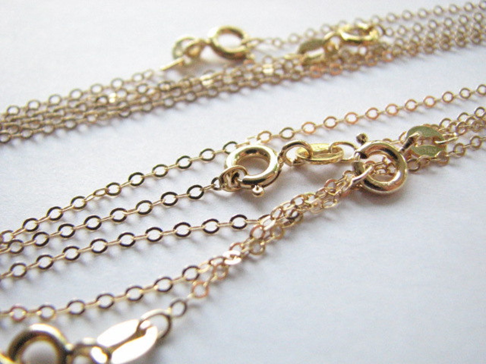 5 Pcs 18 Inch Gold Flat Cable Chains Goldfilled Necklaces With - Etsy