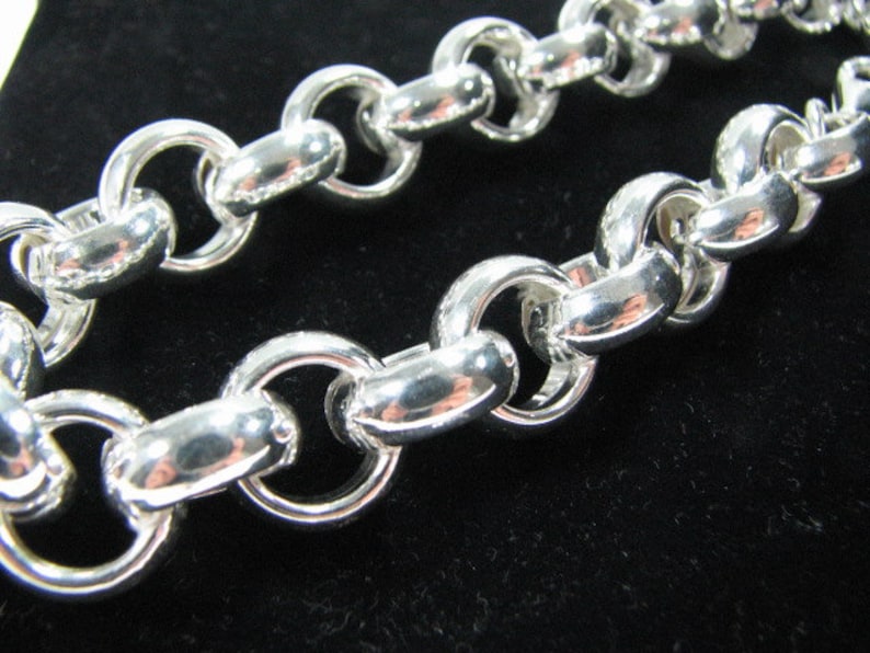 12mm Link Rolo Chain Necklace Solid 925 sterling silver | Etsy