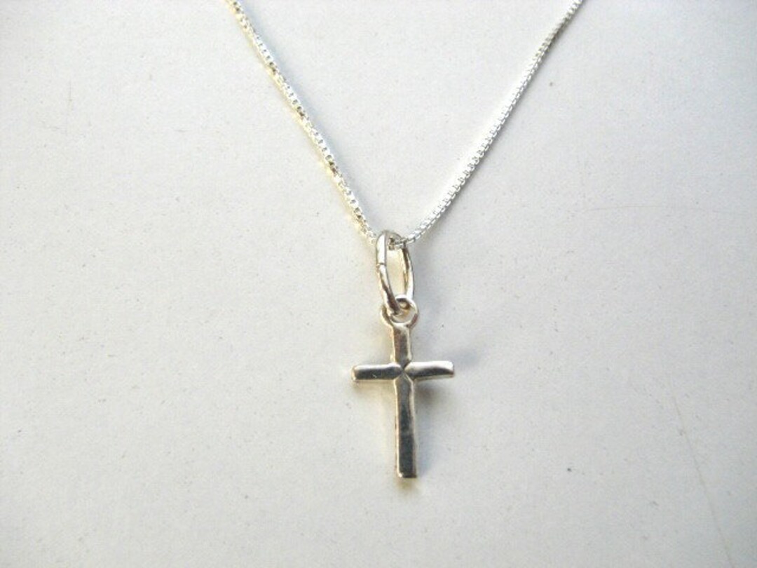 Simple Small Cross Charm Necklace Sterling Silver - Etsy
