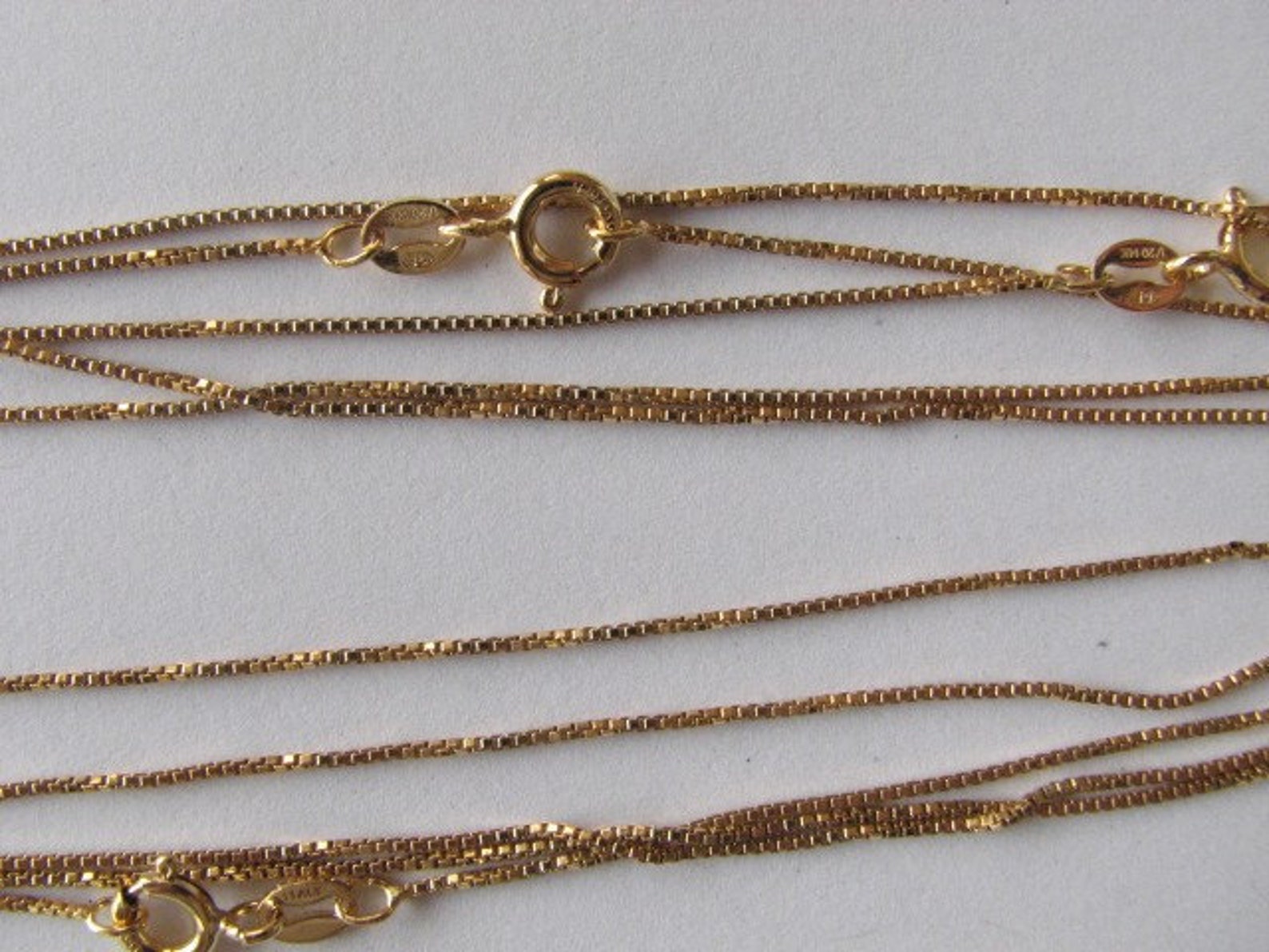 14kt Gold Filled Box Chain Necklace 28 Inch 1mm With Spring - Etsy
