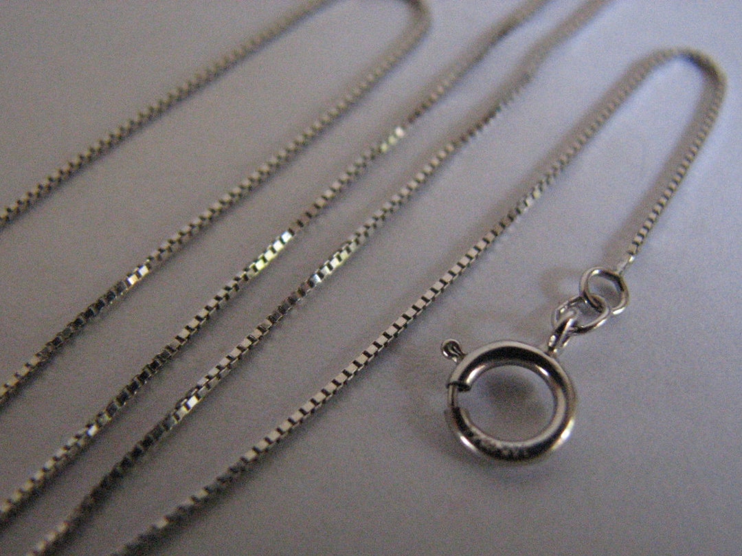 14K White Gold Box Chain, Solid 14k Gold, Fine White Gold Box Necklace ...