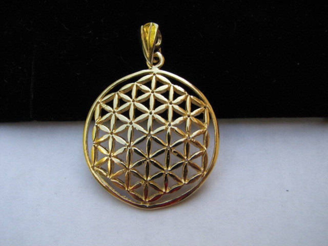 14K Gold Large Flower of Life Pendant, Original Flower of Life Charm ...