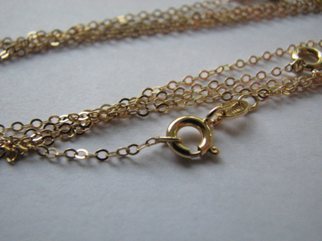 5 Pcs 18 Inch Gold Flat Cable Chains Goldfilled Necklaces With Spring ...