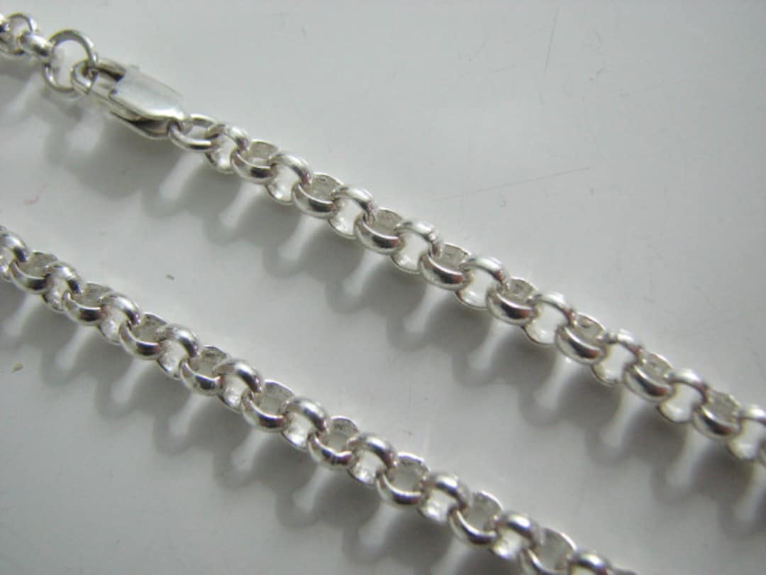 4mm Rolo Chain Necklace 26 Inch Sterling Silver With Lobster Clasp - Etsy