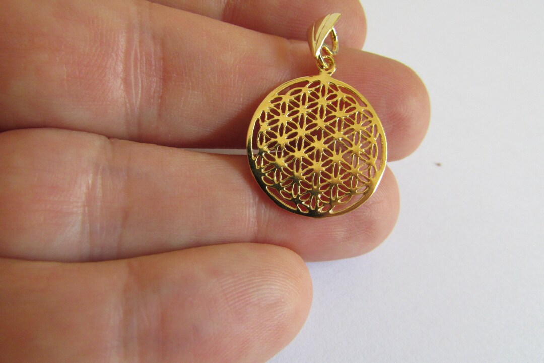 Gold Flower of Life Pendant, 14K Gold Flower of Life Charm, Original ...
