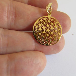 Gold Flower of Life Pendant, 14K Gold Flower of Life Charm, Original ...