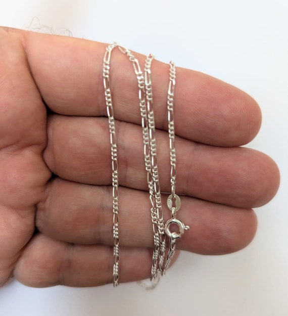 18 inch Figaro Chain 3mm Links with Lobster Clasp Sterling Silver