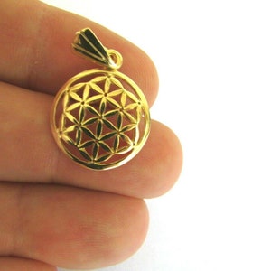 14K Gold Flower of Life Pendant Original Sacred Geometry Jewelry, 14K ...