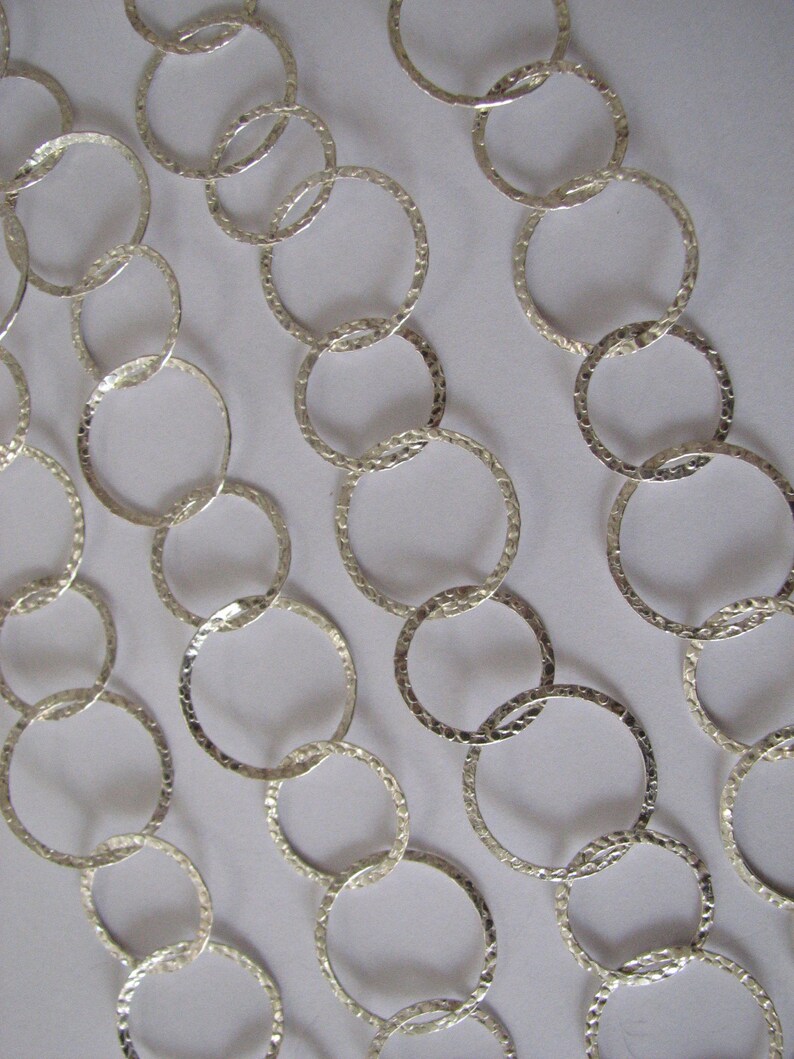40 Inch Hammered Multi Circle Link Chain Necklace Sterling Silver, 25mm ...