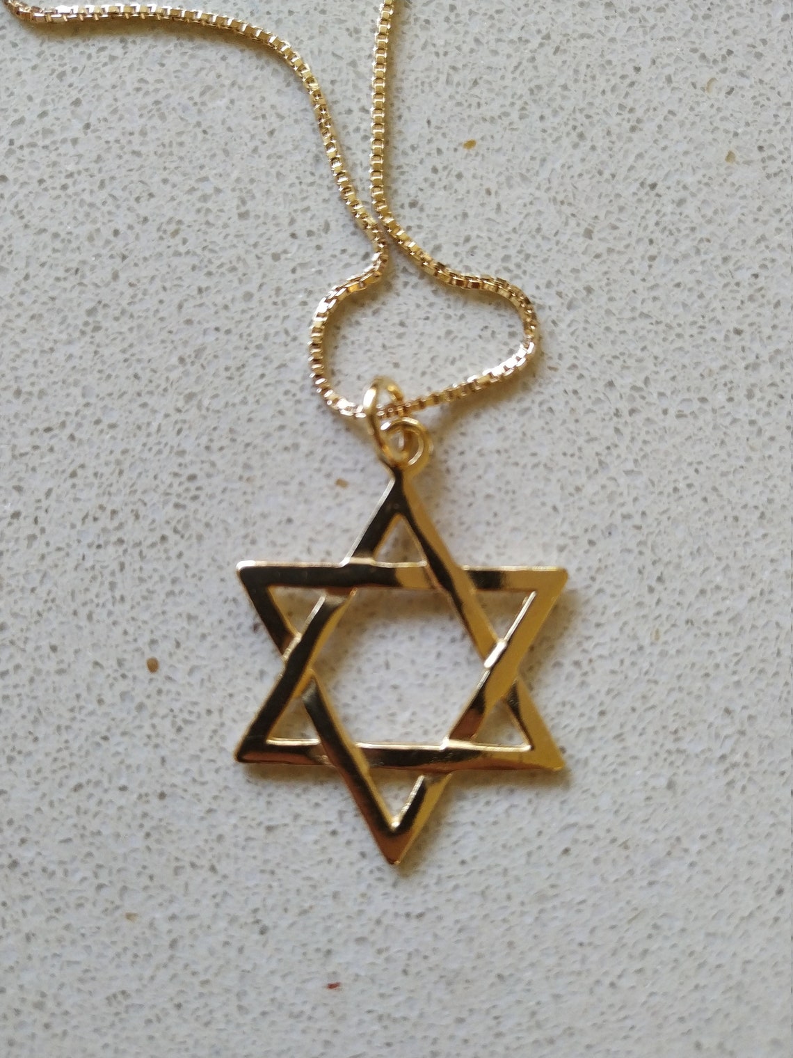 Gold Star of David Pendant Necklace, 14K Gold Plate Over Sterling ...